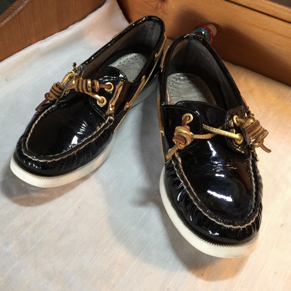 Sperry | Shoes | Sperry Topsider Black Patent Leather Loafers Moccasin ...